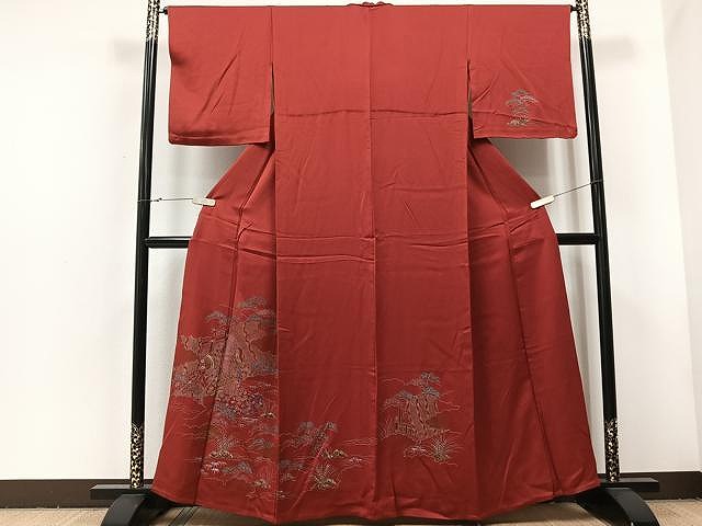 平和屋着物▽訪問着　単衣　女人風景花文　金彩　正絹　逸品　CAAU3793xi