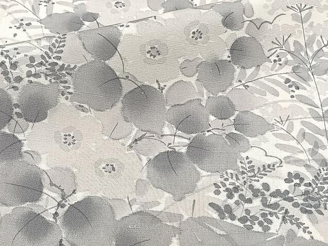 平和屋着物▽訪問着 単衣 紬地 手描き 草花文 正絹 逸品 CAAU3823xi