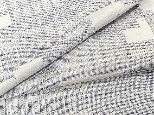 平和屋着物▽上質な紬　単衣　色紙吉祥文　正絹　逸品　CAAU3828xi