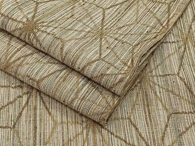 平和屋着物▽上質な紬　単衣　麻の葉文様　正絹　逸品　CAAU3831xi