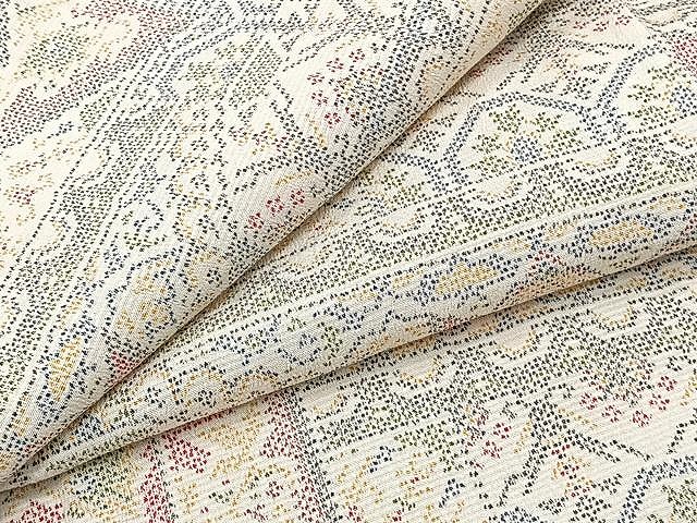 平和屋着物▽本塩沢　単衣　切嵌吉祥文　正絹　逸品　CAAU3847xi