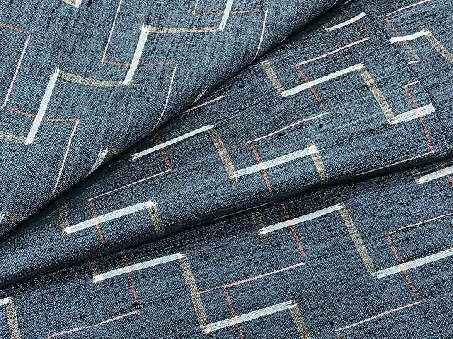 平和屋着物▽上質な紬 　単衣　 幾何学文　正絹　逸品　未使用　CAAU3851xi