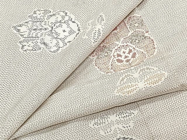 平和屋着物▽上質な紬　単衣　舞花文　正絹　逸品　CAAU3865xi