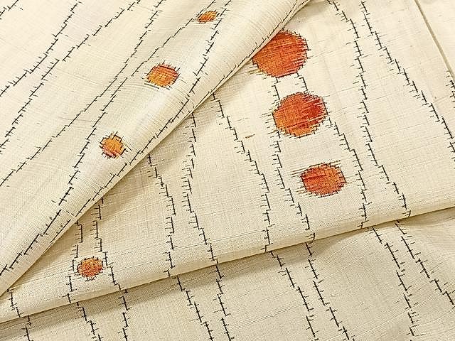 平和屋着物▽上質な紬　単衣　立涌丸文　正絹　逸品　CAAU3873xi