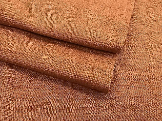 平和屋着物▽上質な紬　単衣　黄櫨染色　正絹　逸品　未使用　CAAU3914xi