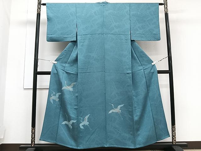 平和屋着物▽色留訪問着　単衣　飛鶴文　正絹　逸品　CAAU3919xi