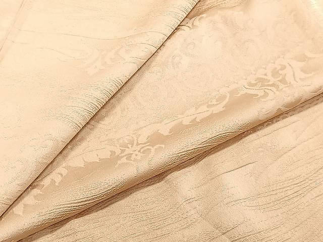 平和屋着物▽上質な色無地　単衣　花唐草地紋　淡香色　正絹　逸品　CAAU3922xi