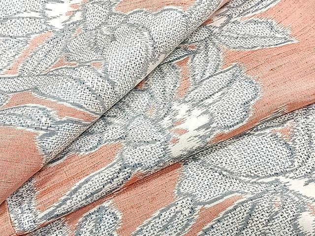 平和屋着物▽上質な紬　単衣　舞花文　正絹　逸品　CAAU3930xi