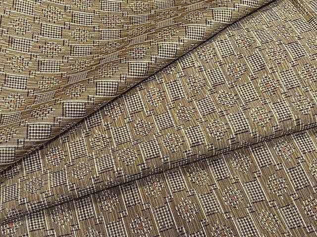 平和屋着物▽上質な紬　単衣　格子花文　正絹　逸品　CAAU3934xi