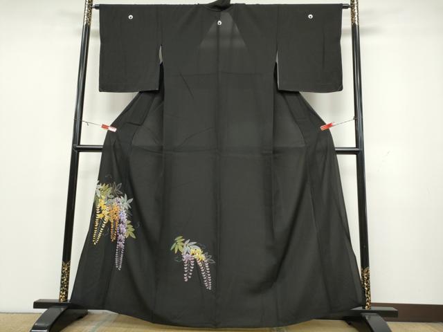 平和屋着物＊夏物　黒留袖　絽　藤花房　金彩　正絹　逸品　未使用　CAAU4591ut