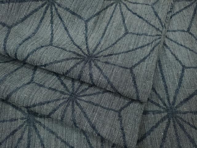 平和屋着物▽小紋　単衣　麻の葉文様　CAAU4769ut