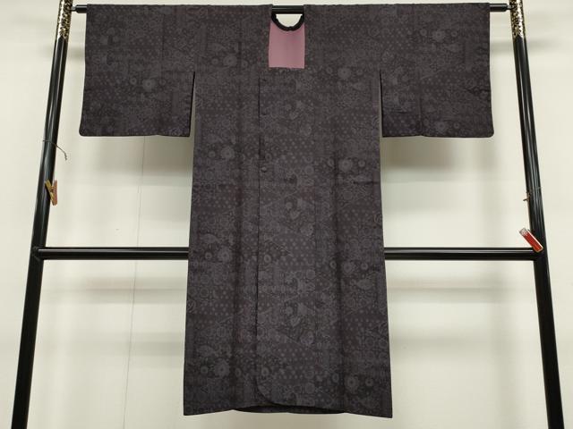 平和屋着物＃道行コート　切嵌吉祥花文　ロング丈　正絹　逸品　CAAU4772ut