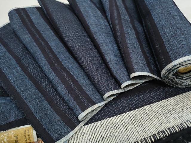 平和屋着物●本場結城紬　反物　80亀甲　横段文　着尺　逸品　未使用　CAAU4820th