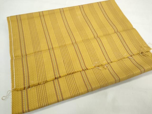 平和屋着物●本場黄八丈　市松綾織　紬　反物　縞　着尺　逸品　未使用　CAAU4923th