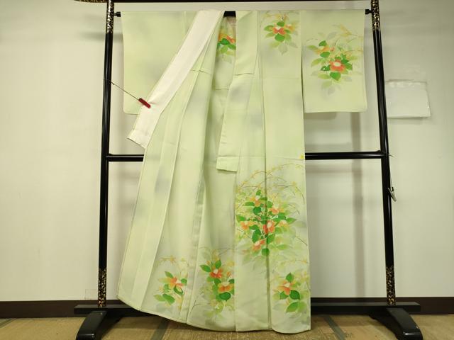 平和屋着物▽訪問着 単衣 手描き 草花文 暈し染め 正絹 逸品