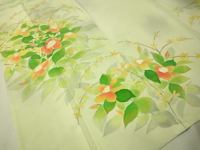 平和屋着物▽訪問着 単衣 手描き 草花文 暈し染め 正絹 逸品