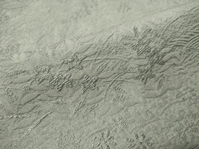 平和屋着物▽上質な色無地　単衣　草花文　灰青色　三越扱い　正絹　逸品　CAAU5399vp