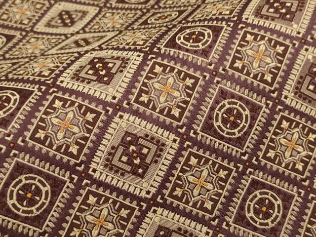 平和屋着物○全通柄袋帯 菱吉祥文 金糸 正絹 逸品 未使用