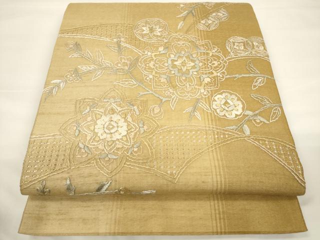 平和屋着物＊夏物　中国三大刺繍　スワトウ刺繍　総刺繍　太鼓柄袋帯　正倉院花文　正絹　逸品　CAAU5953ak