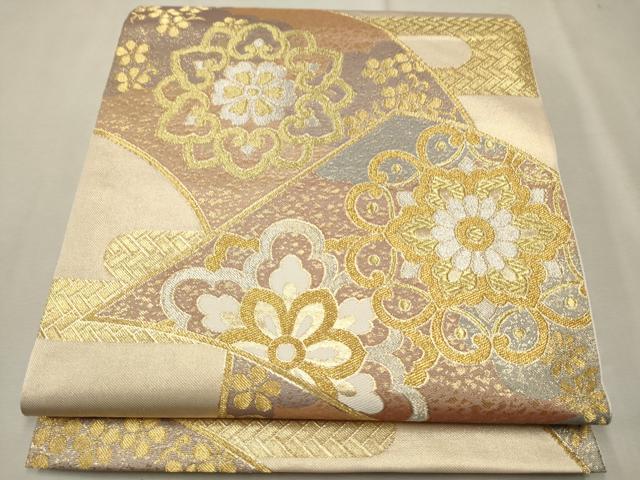 平和屋着物●西陣　川島織物　六通柄　本袋帯　正倉院花文　金銀糸　正絹　逸品　CAAU9301hy