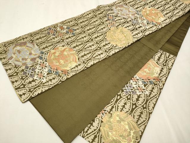 平和屋着物●両面　六通柄袋帯　唐織　吉兆有職　金糸　正絹　逸品　CAAU9302hy