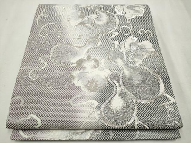 平和屋着物●六通柄袋帯　瓢箪　蔦の葉文　銀糸　正絹　逸品　CAAU9478hy