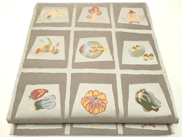 平和屋着物●六通柄袋帯　成物　金糸　正絹　逸品　CAAU9483hy