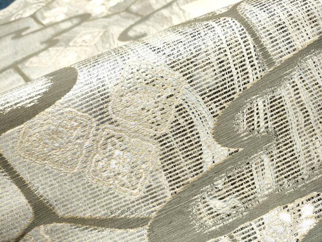 平和屋着物○太鼓柄袋帯 帯洛工房 美術工芸織 笹文 金彩