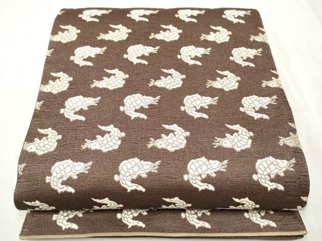 平和屋着物●六通柄袋帯　唐織　荒磯　金通し地　正絹　逸品　CAAU9527hy