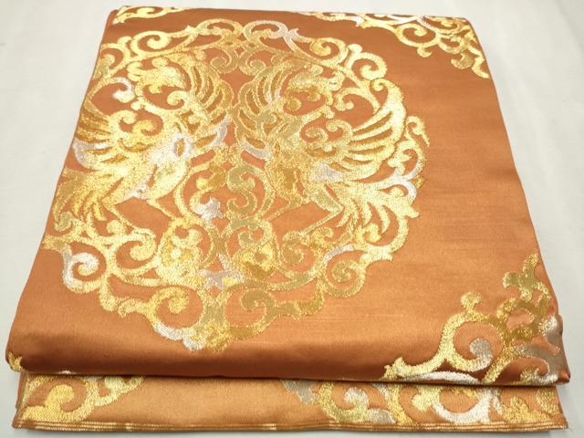 平和屋着物●西陣　川島織物　六通柄　本袋帯　向かい鳥唐草文　金銀糸　正絹　逸品　CAAU9539hy