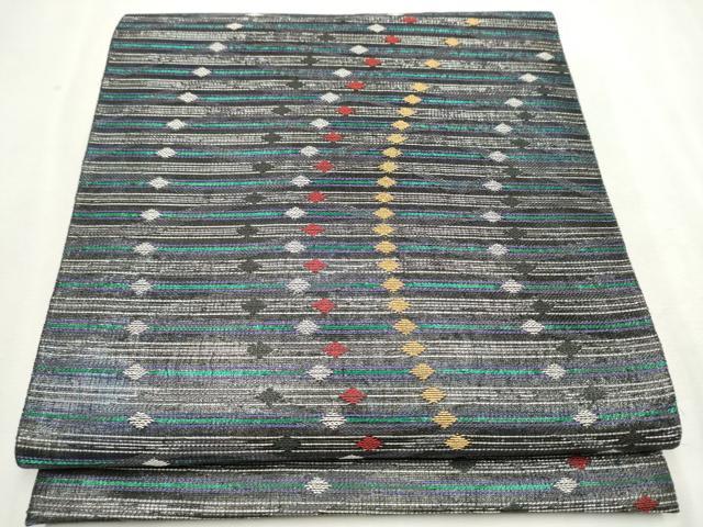 平和屋着物●六通柄袋帯　吉祥文　銀糸　正絹　逸品　CAAU9553hy