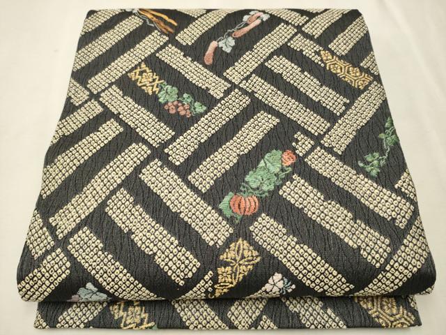 平和屋着物●六通柄袋帯　成物　金糸　正絹　逸品　CAAU9577hy