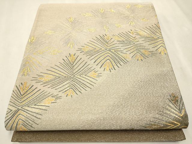 平和屋着物●六通柄袋帯　綴れ　松葉文　金銀糸　正絹　逸品　CAAU9585hy