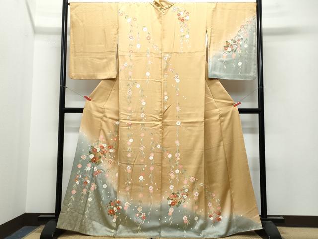 平和屋着物●訪問着　草花丸文　暈し染め　金彩　正絹　逸品　CAAU9601vf