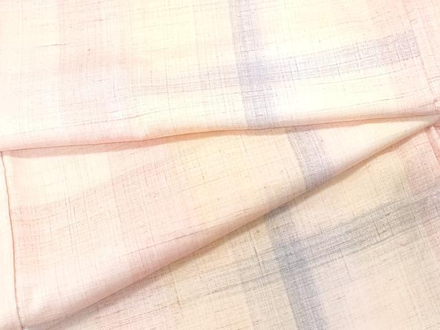 平和屋着物●紅花紬　米沢　格子柄　正絹　逸品　CAAU9607vf