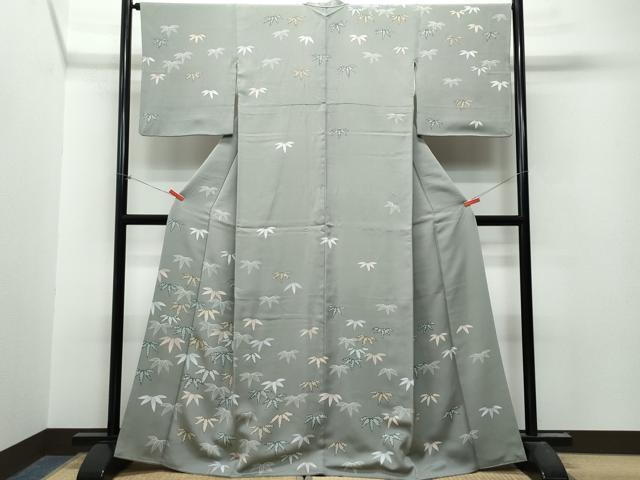 平和屋着物●訪問着　笹　正絹　逸品　CAAU9615vf