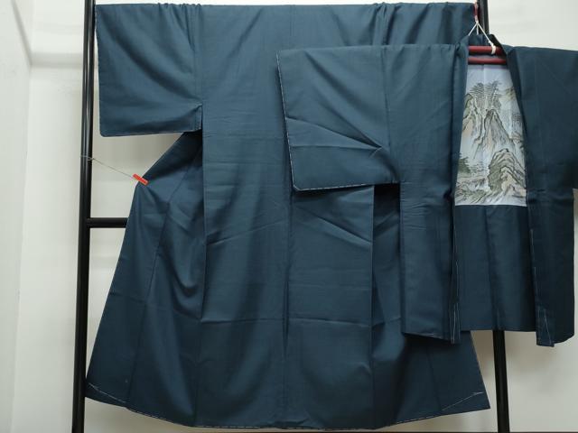 平和屋着物●男性　お召　アンサンブル　吉祥文　正絹　逸品　CAAU9668vf