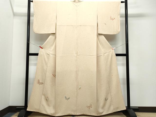 平和屋着物●二代目 川村久太郎　訪問着　舞蝶草花文　金彩　正絹　逸品　CAAU9672vf