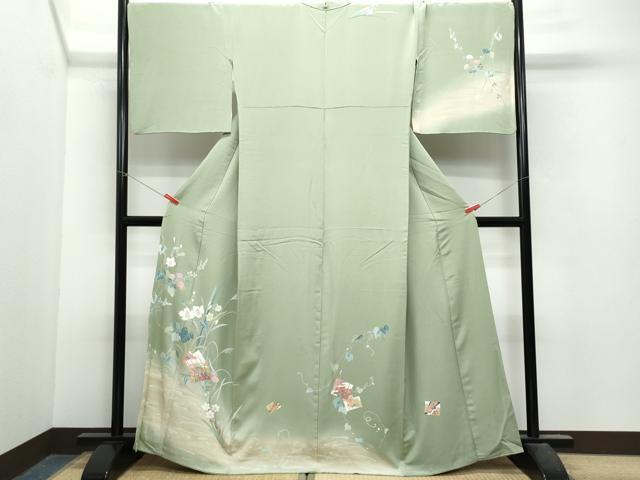 平和屋着物●訪問着　源氏香草花文　金彩　正絹　逸品　CAAU9677vf