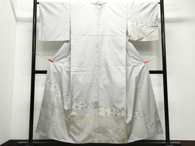 平和屋着物●本場大島紬　訪問着　白大島　草花文　正絹　逸品　未使用　CAAU9696vf