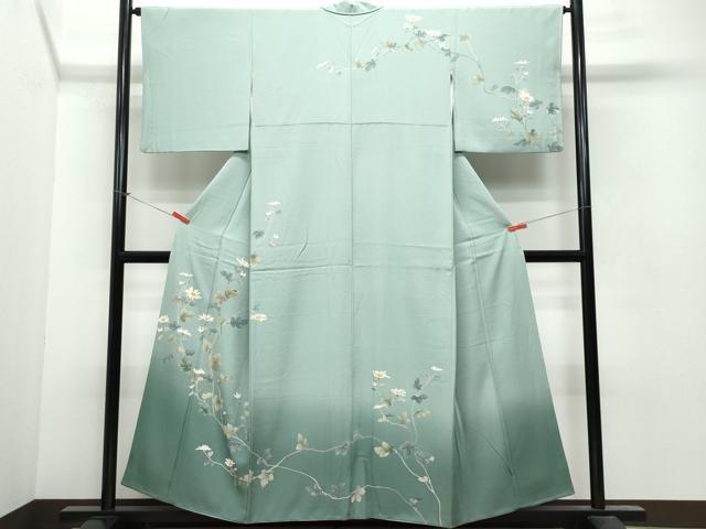 平和屋着物●本加賀友禅作家　窪田裕兆　訪問着　枝花文　正絹　逸品　CAAU9699vf