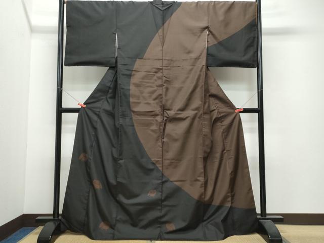 平和屋着物●訪問着　本場染大島紬　フクロウ　正絹　逸品　CAAU9717vf