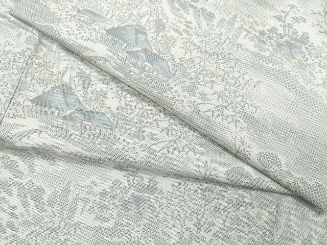 平和屋着物●本場大島紬　白大島　9マルキ　風駅草木文　正絹　逸品　CAAU9722vf