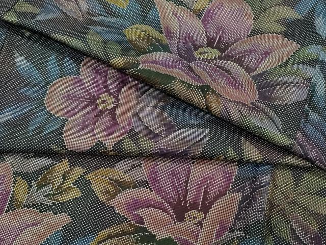 平和屋着物●本場大島紬　7マルキ　草花文　正絹　逸品　CAAU9727vf