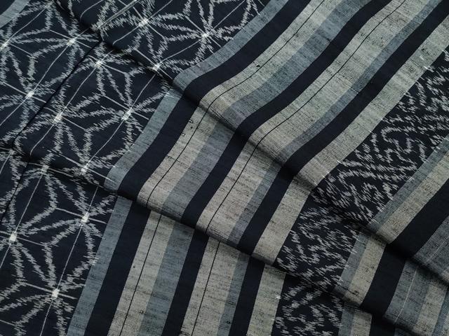 平和屋着物●上質な紬　麻の葉吉祥間道　正絹　逸品　CAAU9738vf