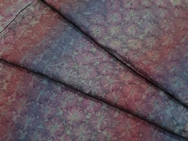 平和屋着物●上質な紬　絞り　漢方染　霞文　正絹　逸品　CAAU9740vf
