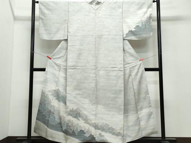 平和屋着物●石川県指定無形文化財　牛首紬　白山工房　手織り　訪問着　遠山草木文　正絹　逸品　CAAU9885vf