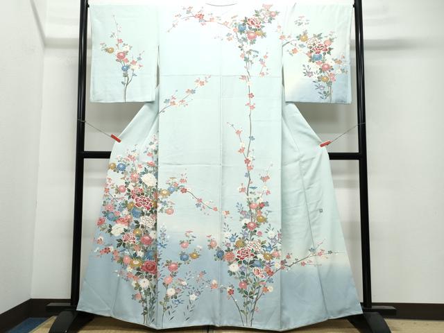 平和屋着物●訪問着　友禅　作家物　枝花文　暈し染め　正絹　逸品　CAAU9894vf