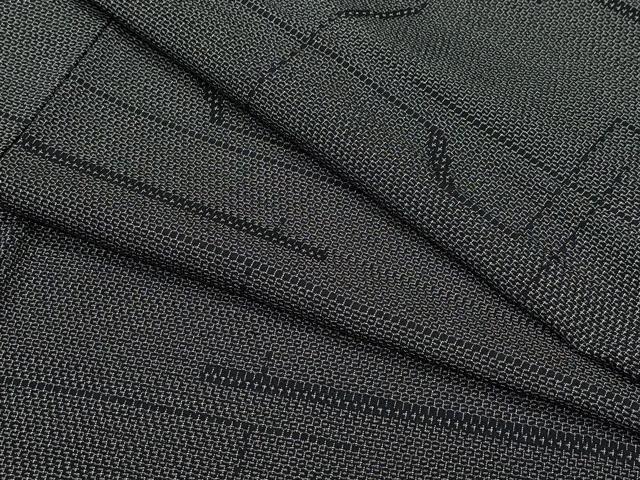 平和屋着物●本塩沢　110亀甲　吉祥文　黒地　正絹　逸品　CAAU9903vf