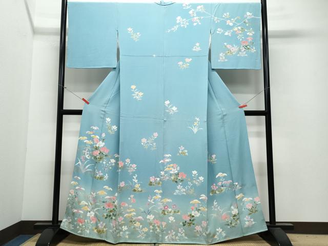 平和屋着物●訪問着　草花文　暈し染め　金彩　正絹　逸品　CAAU9909vf